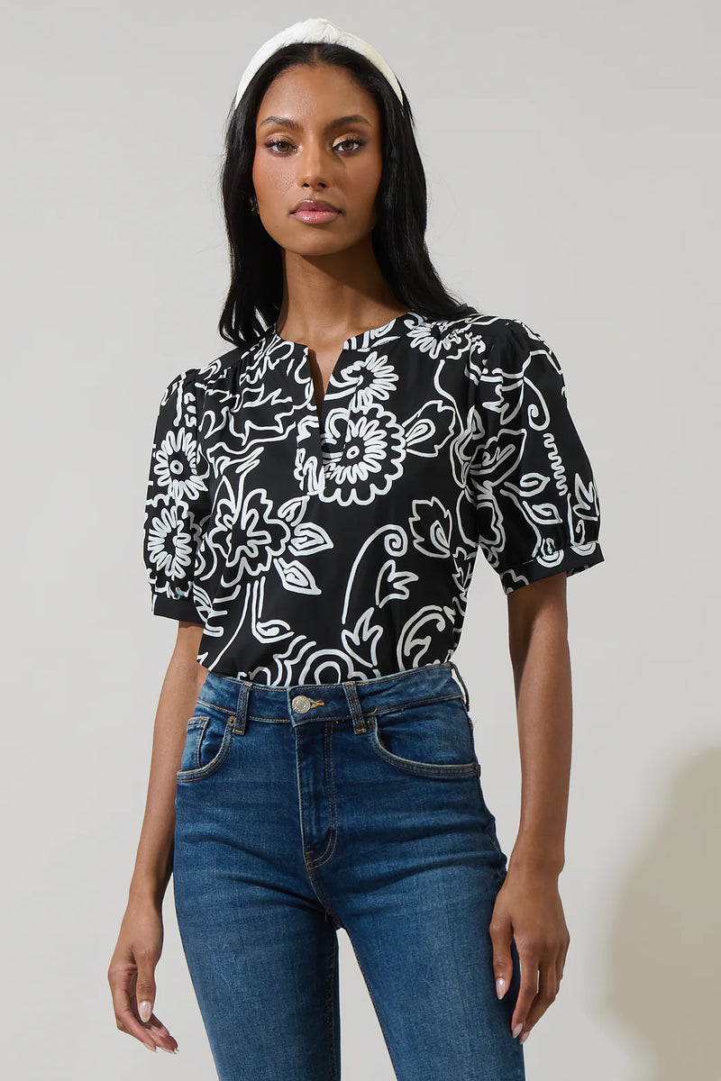 Haylie Top - Black White Multi - FINAL SALE – South Boutique
